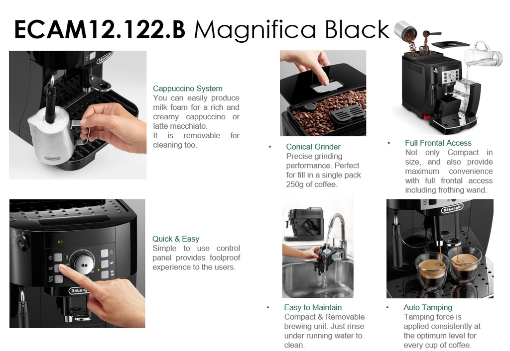 De'Longhi Fully Automatic Coffee Machines ECAM12.122.B | Shopee Singapore