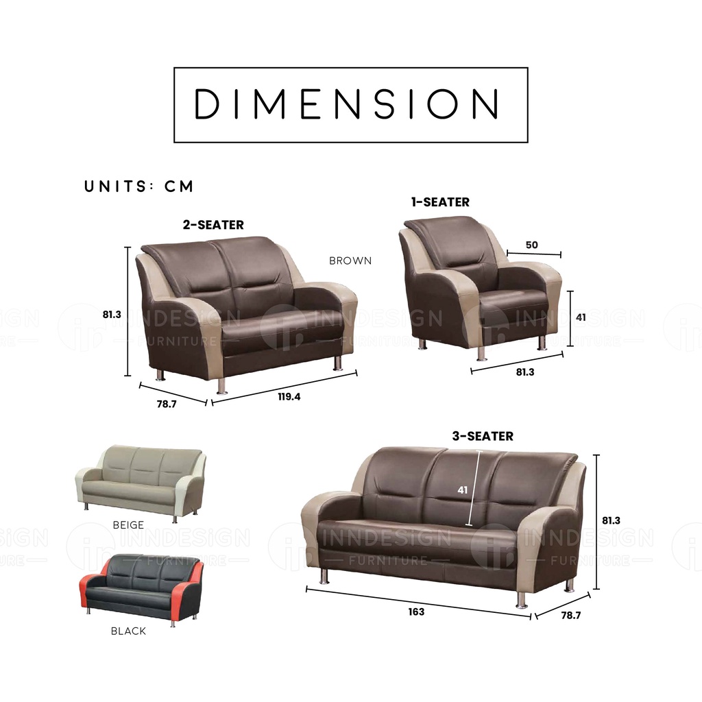 [LOCAL SELLER] 3 Color 1+2+3 Seater PVC Sofa Set (FREE DELIVERY ...