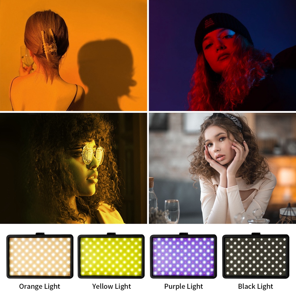 Selens 2PCS LED Video Light 8 inch Dimmable Flat-panel Fill Lamp USB ...