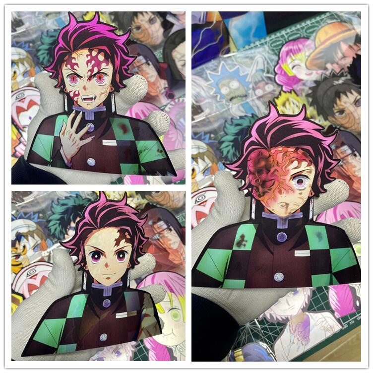 3D Motion Sticker Demon Slayer Tanjirou Nezuko Motorcycle Anime Car ...