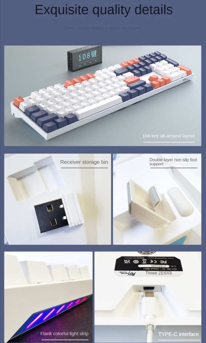 2023 New RK108 (RK932pro) RGB Gaming keyboard Hot swap mechanical ...