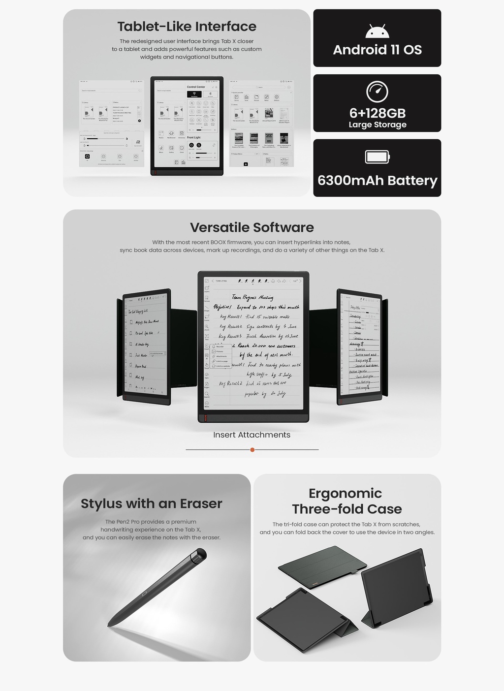 Onyx BOOX Tab X 13.3 Inch ePaper Tablet PC Android 11 EInk Reader Octa ...