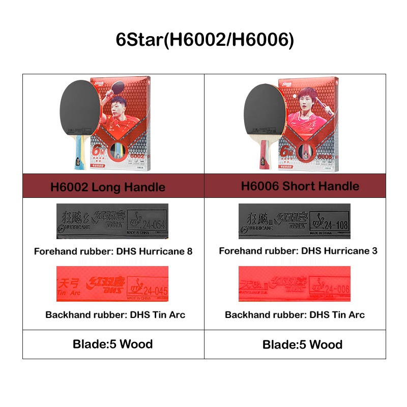 Genuine DHS Professional Table Tennis Racket With Hurricane 8 Rubber FL ...