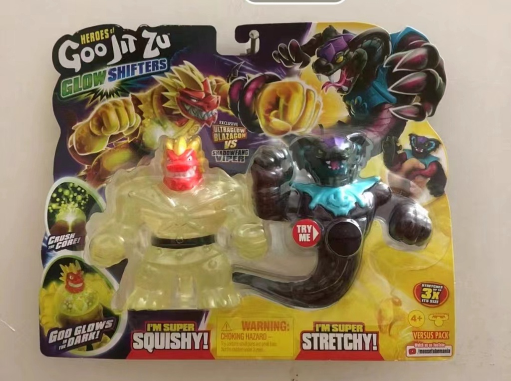 Heroes of Goo Jit Zu Glow Shifters - Versus Pack, Ultraglow Blazagon VS Shadowfang Viper. One ...