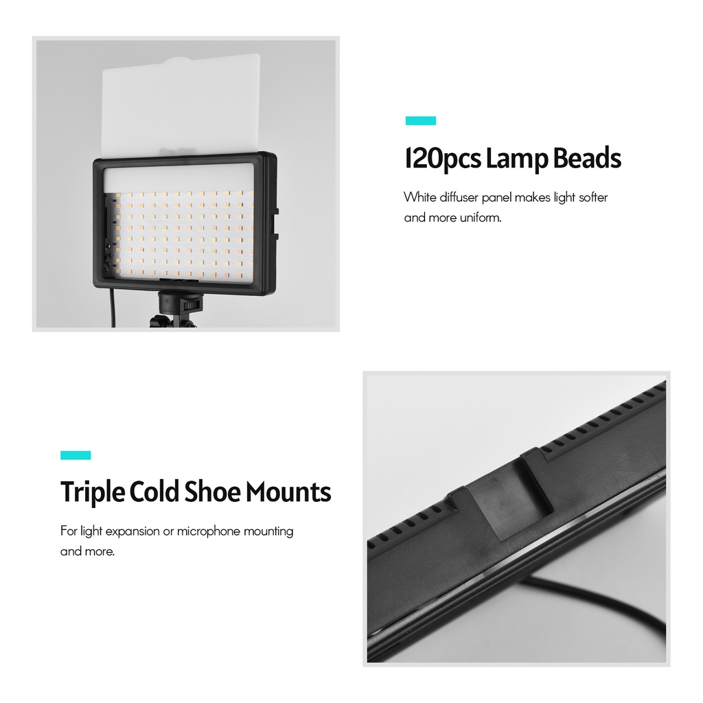 Andoer USB LED Video Light Kit Photography Lighting 3200K-5600K 120pcs ...