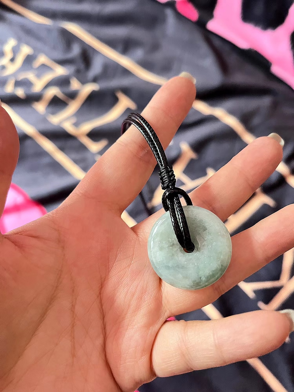 Waterproof leather rope necklace pendant rope safety clasp jade pendant ...