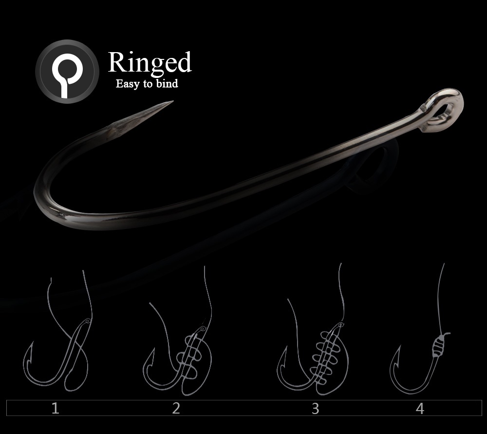 FTK 2330 Fishing Hook Ringed High Carbon Steel Barbed Hook Fishing Tool ...