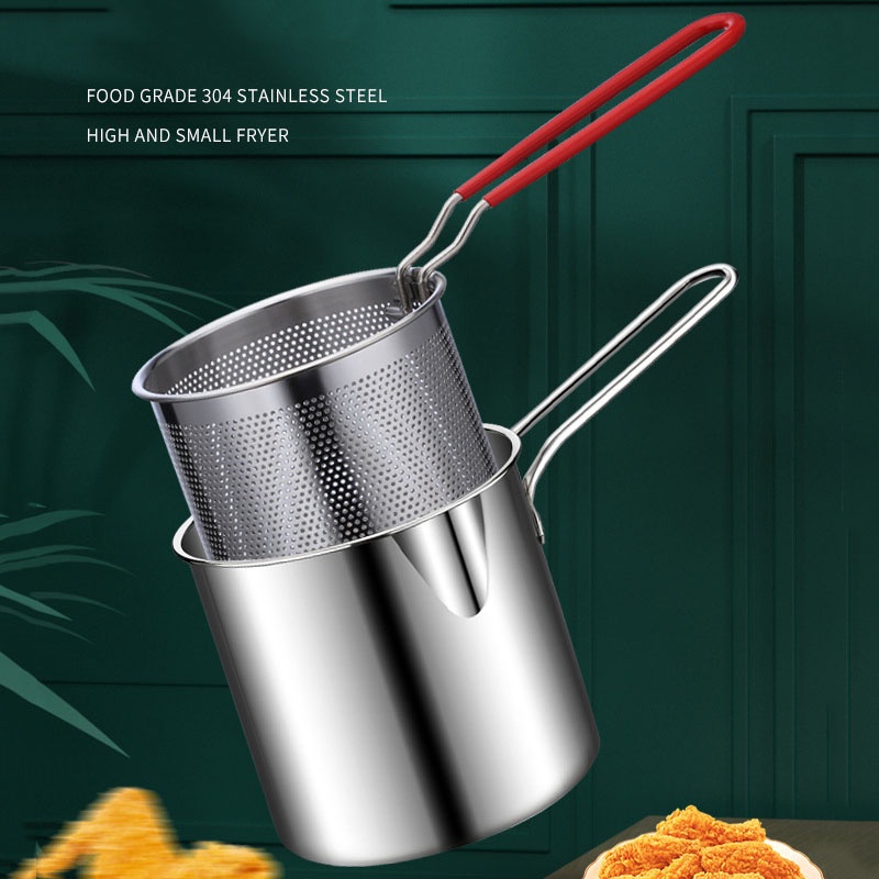 304 Stainless Steel Fry Pot Home Tempura Fryer Oil Storage Container ...