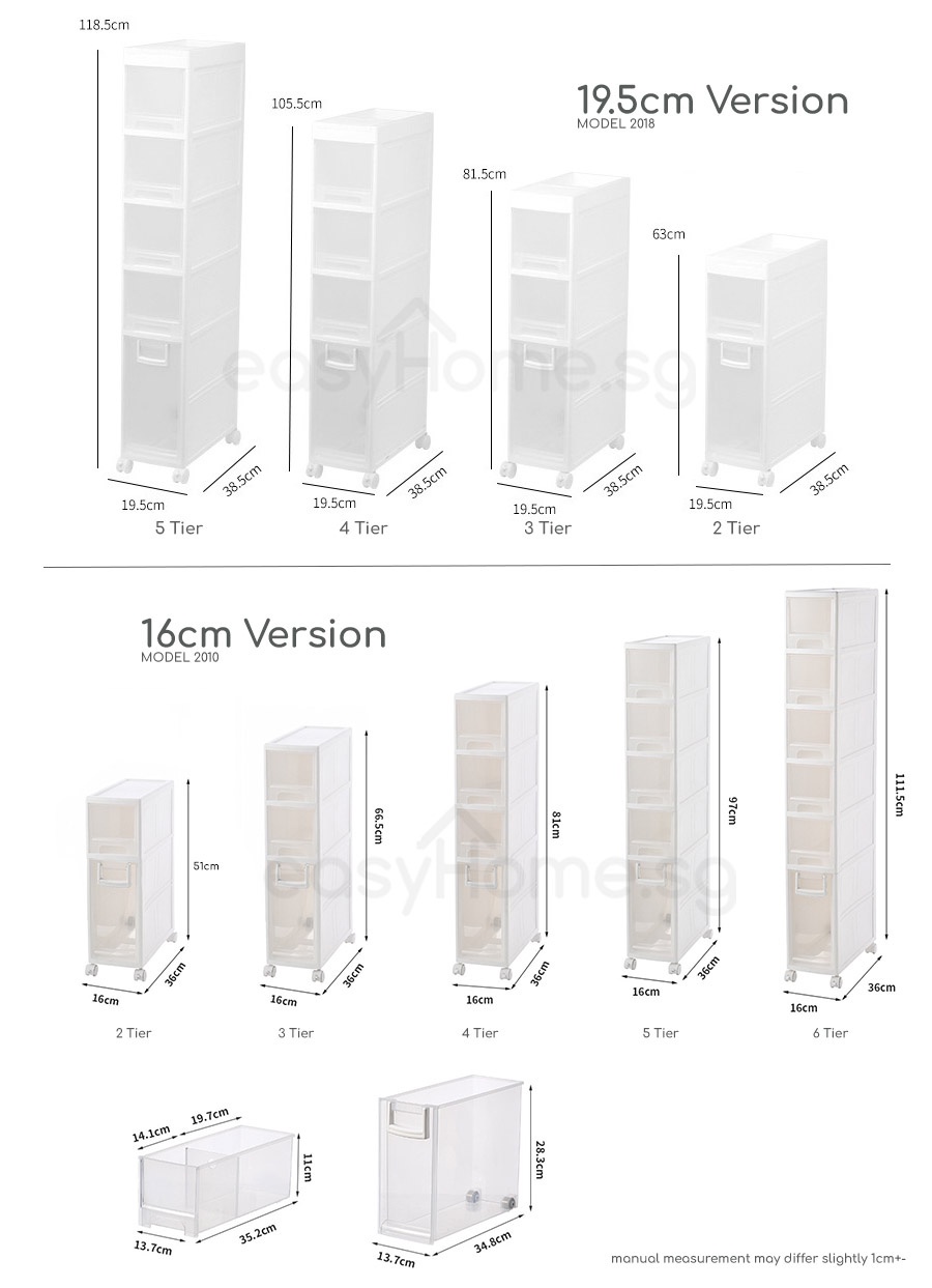 Easyhome.sg Movable Slim Drawer Rack Cabinet Kitchen Storage Box Home ...