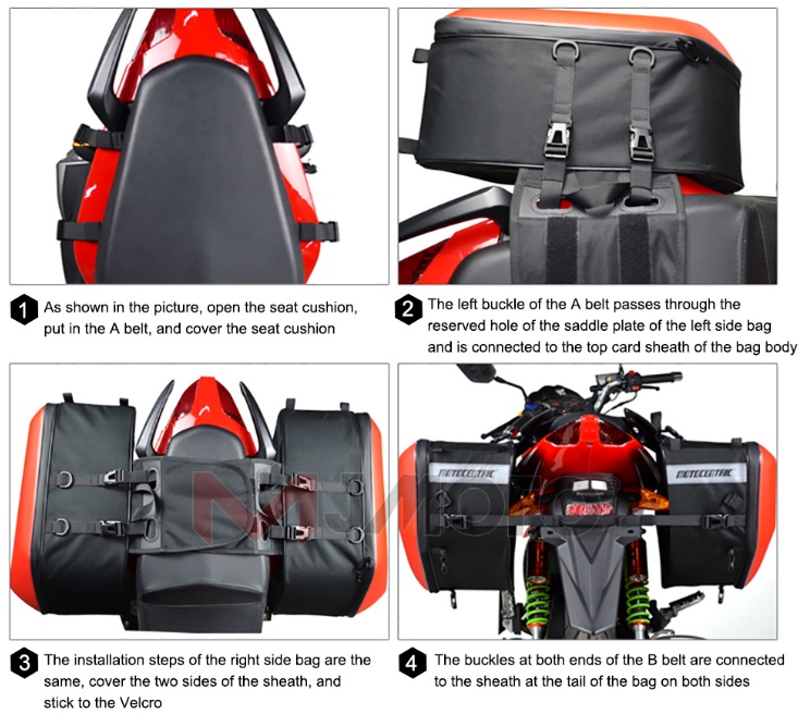 Motocentric Motorcycle Saddle Bag Waterproof Motorbike Side Bag Large ...