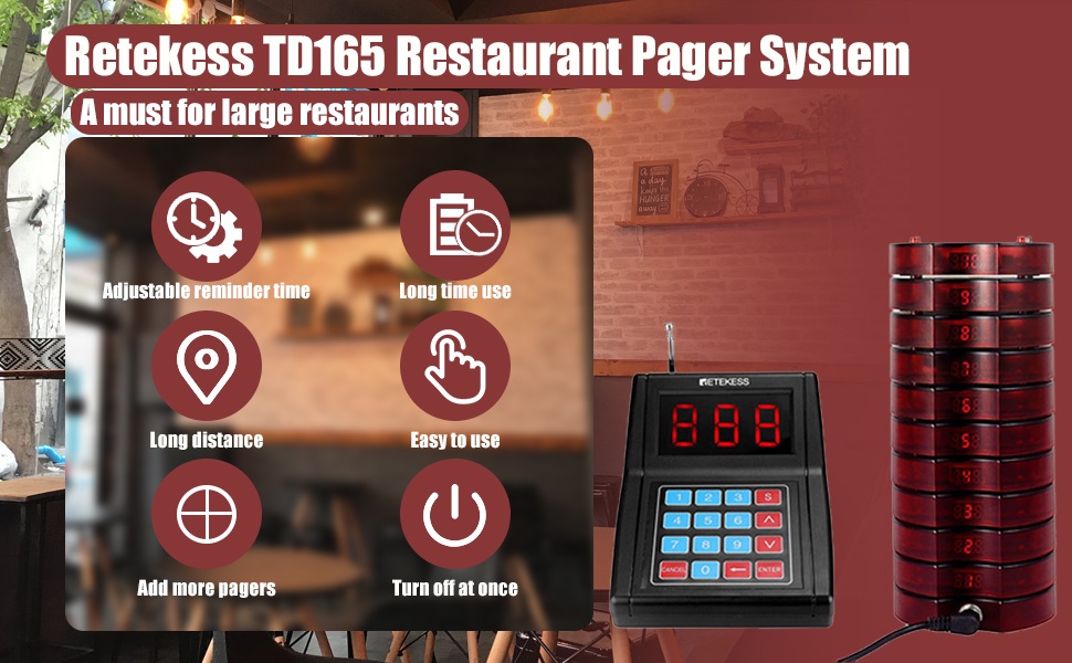RETEKESS TD165 Restaurant pager Waiter Calling System Wireless Paging ...