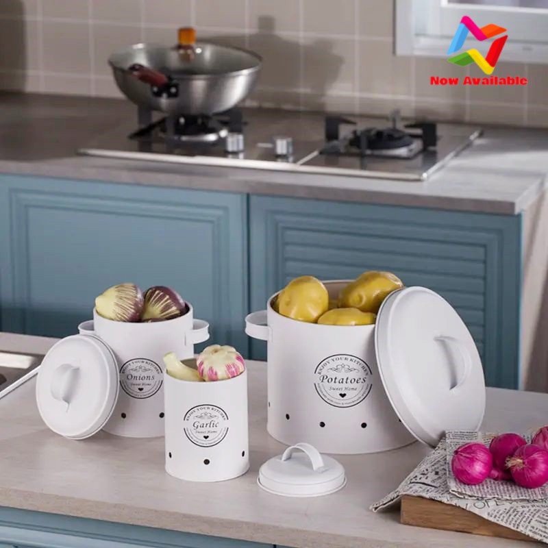 Antique Potato Onion Kitchen Storage Container Potato, Garlic Bucket ...