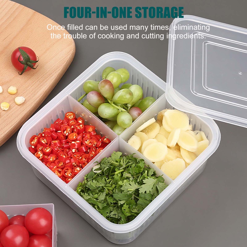 Refrigerator Divided Container for Green Onion Garlic Plastic Sealed ...