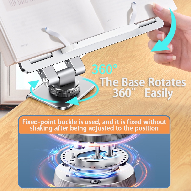 OATSBASF 360 Degree Rotating Flexible Arm Book Holder Aluminium Alloy ...