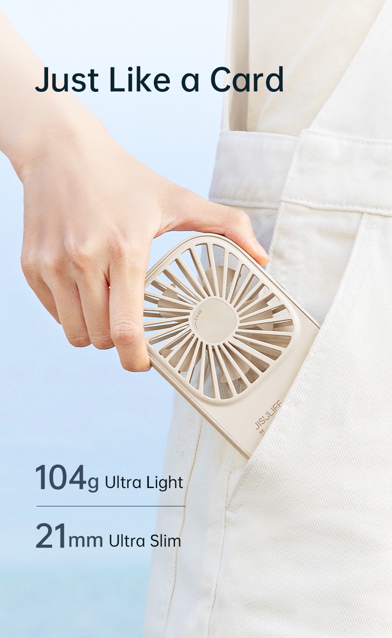 JisuLife Pocket Mini Fan Portable Handheld Slim Safety Lock 3 Speeds ...