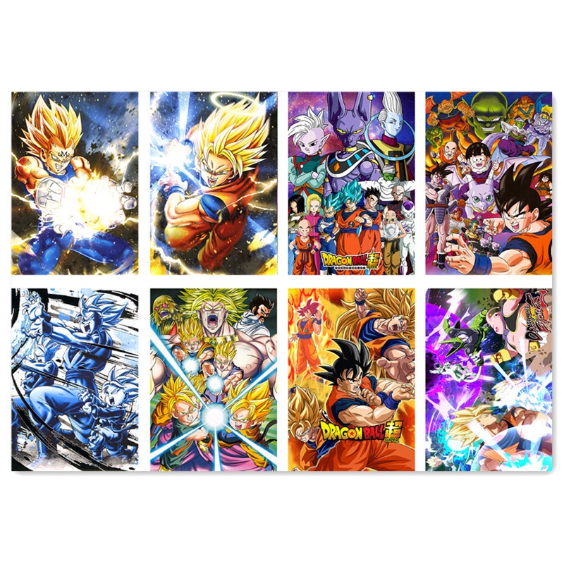 8PCS/Set 42x30cm Dragon Ball Anime Posters Son Goku Cartoon Paper ...