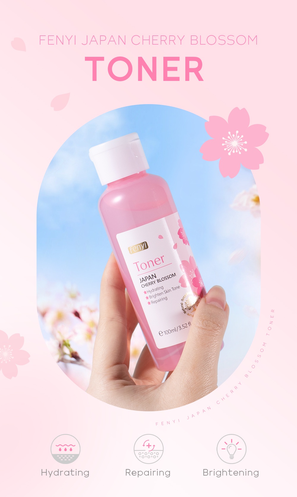 FENYI Japan Cherry Blossom Toner 100ml Repair Damaged Skin Reduce Dark ...