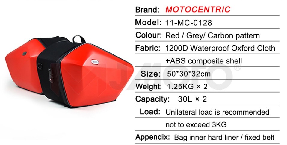 Motocentric Motorcycle Saddle Bag Waterproof Motorbike Side Bag Large ...