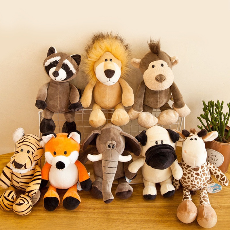 25-35cm Jungle Animal Plush Toy Stuffed Doll Cute Lion Elephant Tiger ...