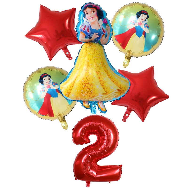 6pcs Elsa Anna Belle Snow White Cinderella Princess Foil Helium ...