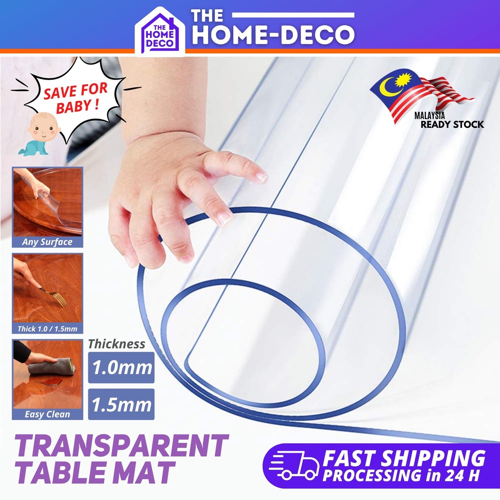 1.0mm / 1.5mm Thickness Transparent PVC Table Mat Clear Oilproof Easy ...