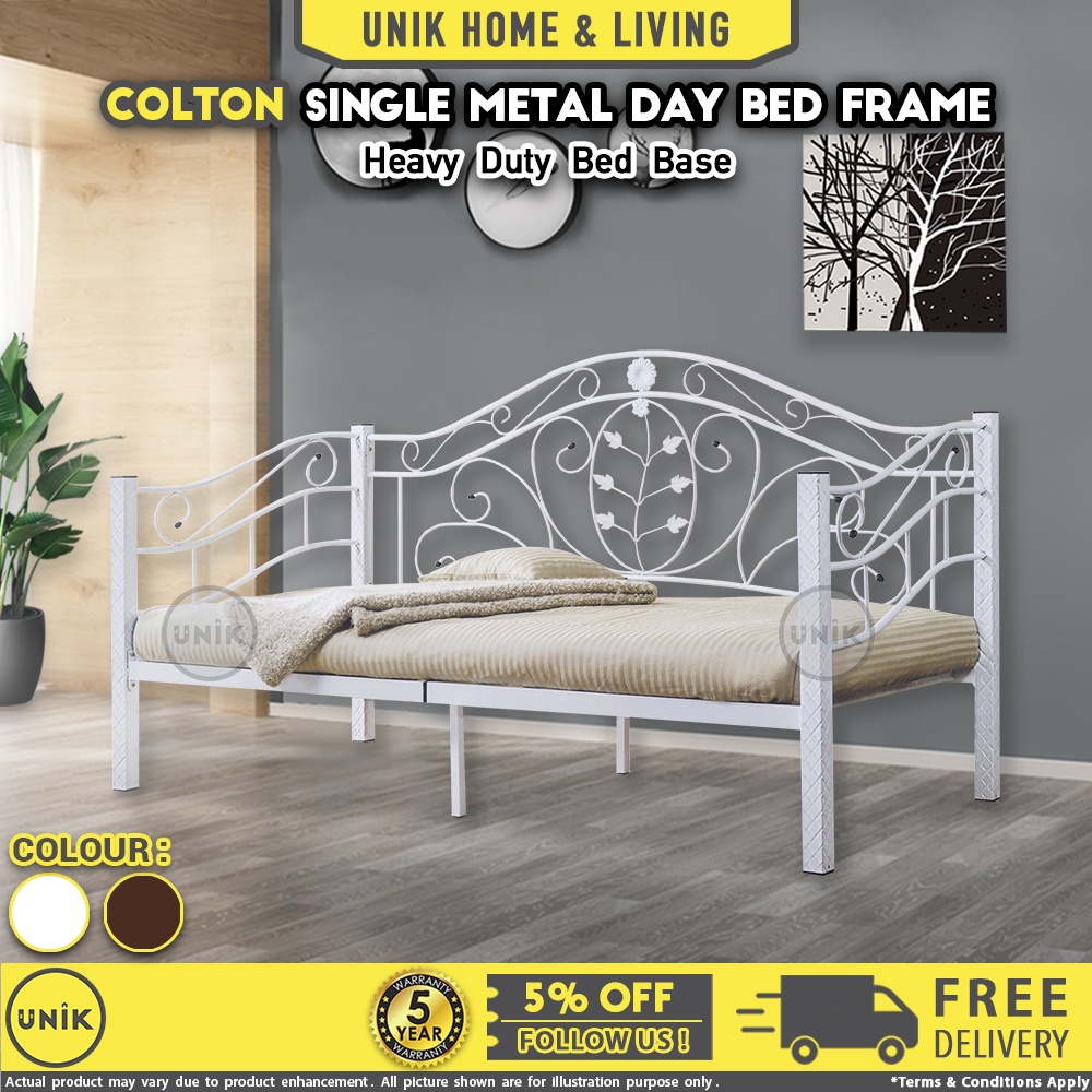 [UNIK] Colton Single Metal Day Bed Frame with Heavy Duty Bed Base ...