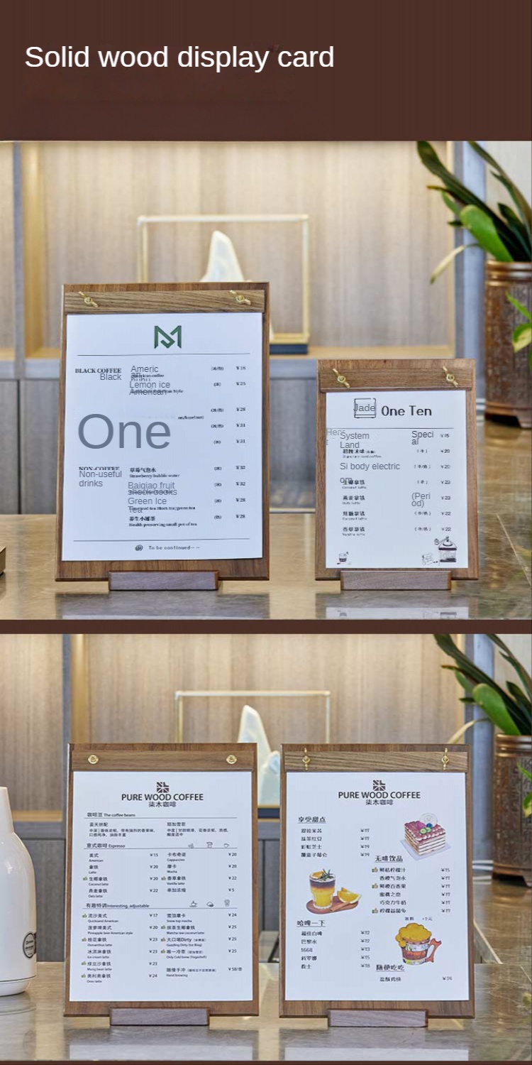 Menu Design Making Solid Wood Menu Clip Display Card Price List A4 ...