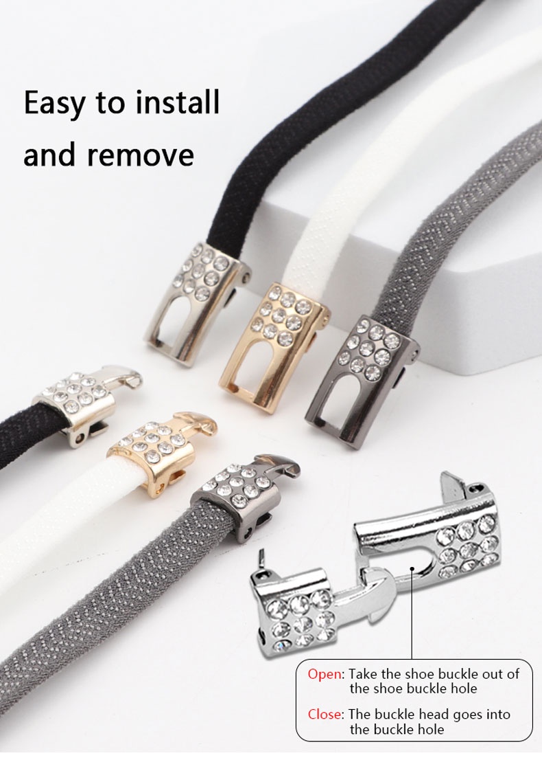 1 Pair Elastic Laces Sneakers Diamond Cross Locks Shoelaces Without ...