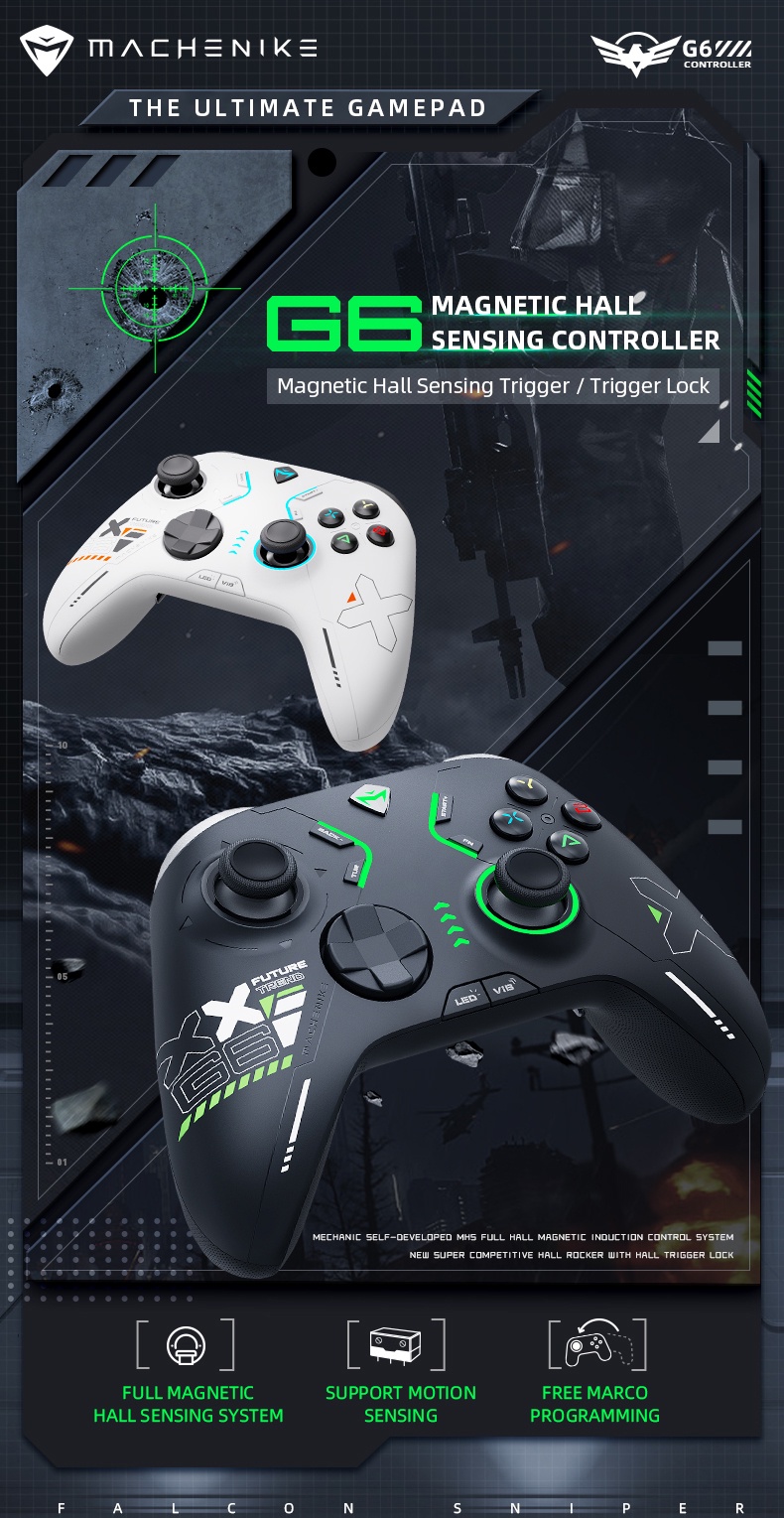 Machenike G6 Bluetooth/2.4GH/Wired 3-Mode Gamepad Controller Magnetic ...
