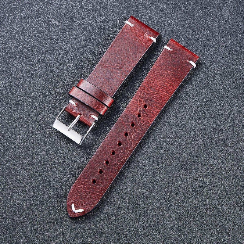 Universal Vintage Calf Genuine Leather Watch Strap 18mm 20mm 22mm Watch ...