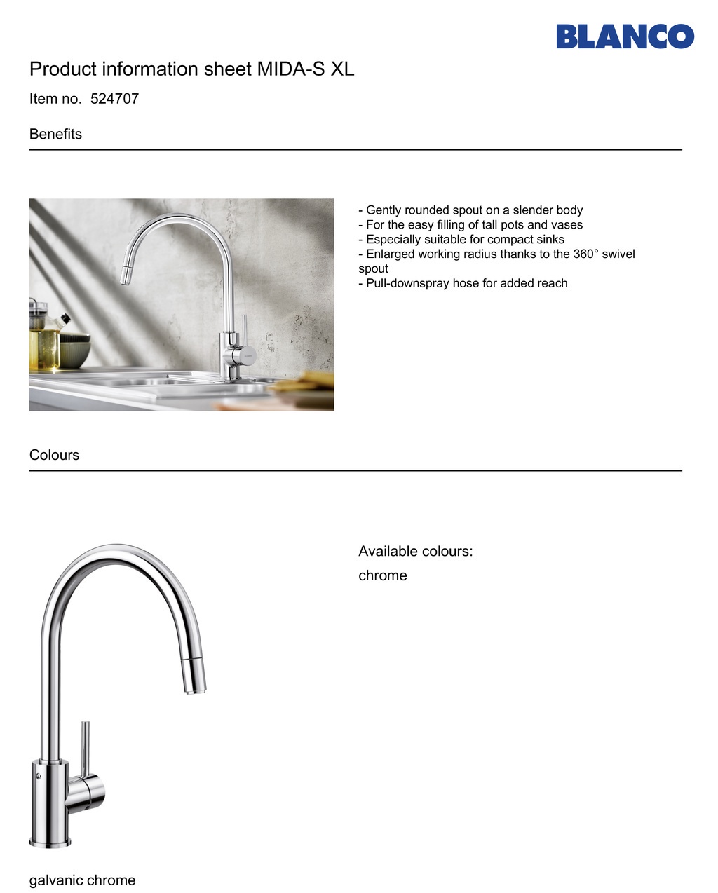 Blanco x sgPlumbMart Mida-S XL (Chrome/Black Matt) Pull-Out Kitchen ...
