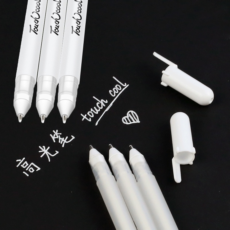 White Ink Gel Pen 1/3/6pcs/Set 0.6mm Large Capacity Fine Tip Highlight ...