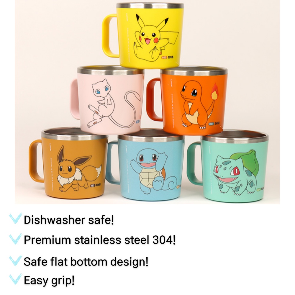 Pokémon Cup Stainless Steel Cup Handle Cup Dishwasher Safe Cup Made in ...