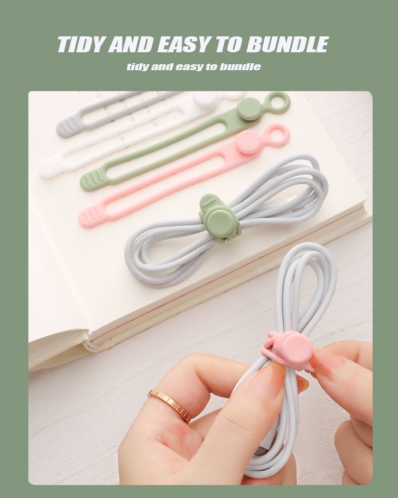 10Colors 💓Upgraded Silicone Cable Tie Organizer Organizer Reusable ...