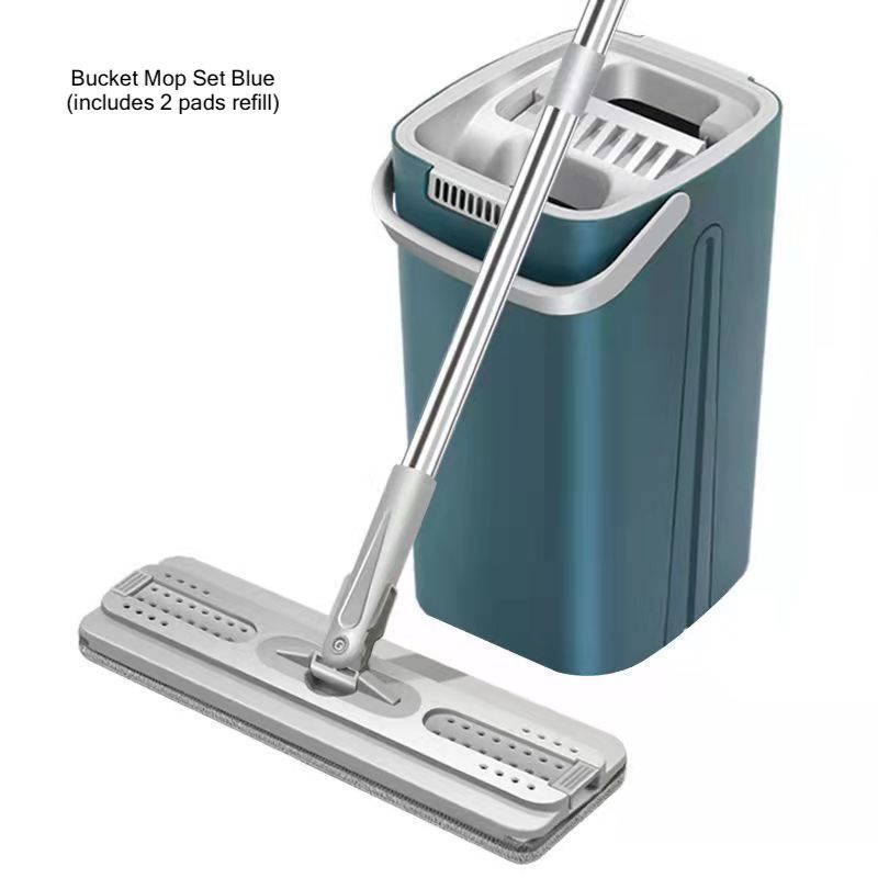 Easyhome.sg Bucket Mop Set Microfiber Mop Cleaner With Dual Wet Dry ...