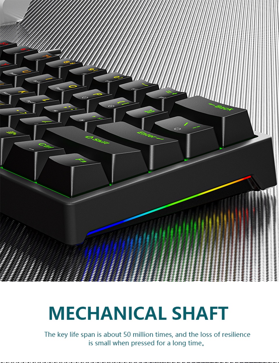 K620 Mini Gaming Mechanical Keyboard 61 Keys RGB Hotswap Type-C Wired ...