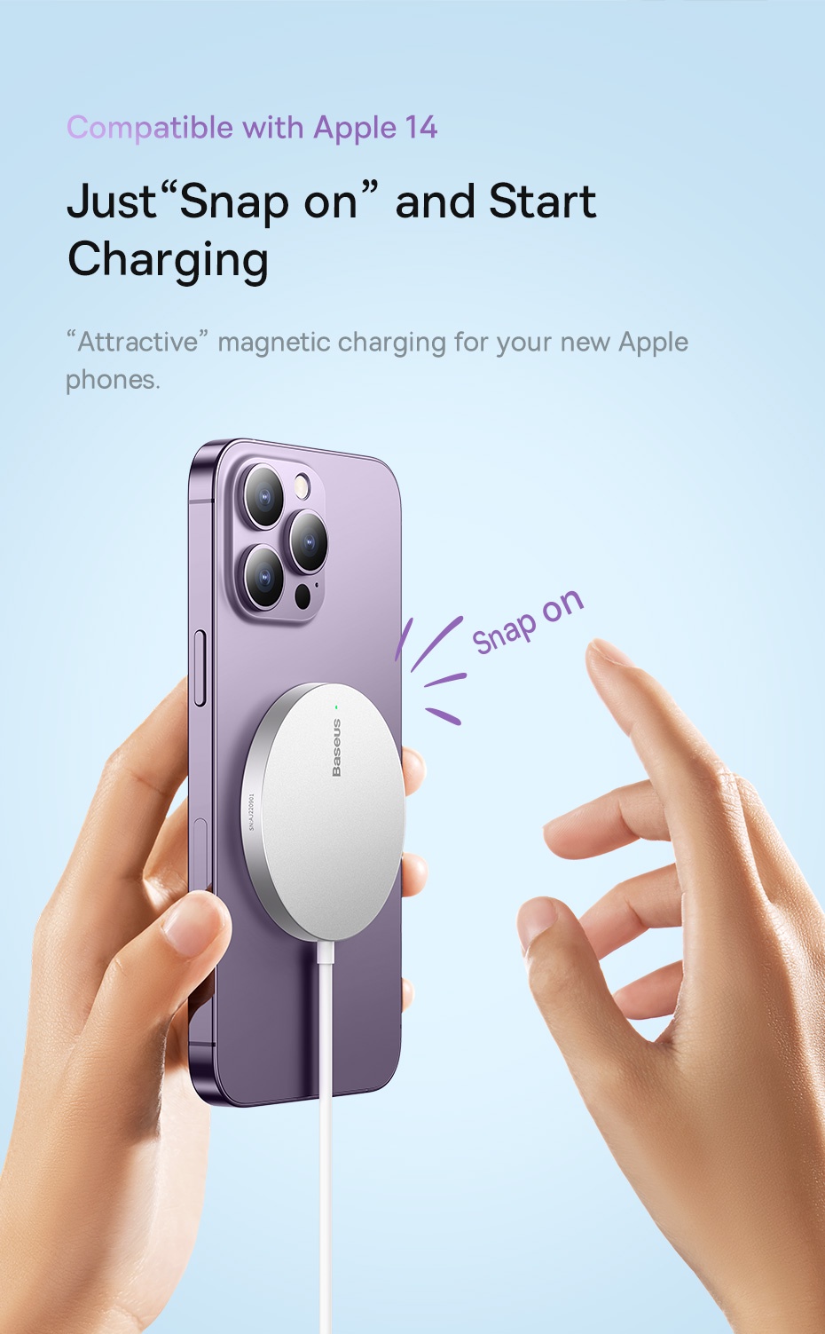 Baseus 15/7.5W Magnetic Wireless Charger for iPhone 14 13 12 Samsung ...