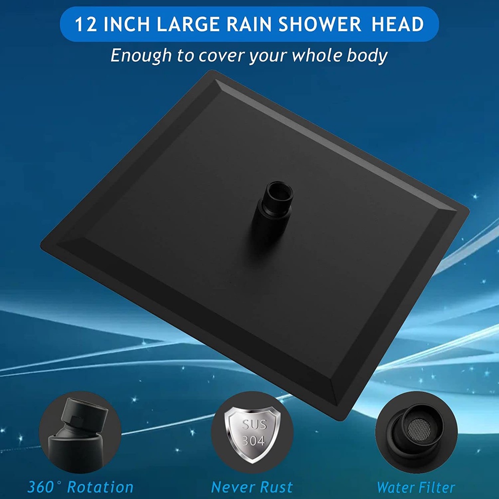 SG STOCKS👉16" Large Rainfall Black Shower Head SUS 304 Stainless Steel ...