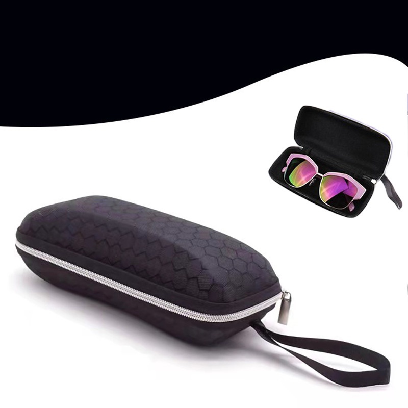 Black Glasses Case Zipper Spectacle Hardcase Sunglasses Protective Box ...