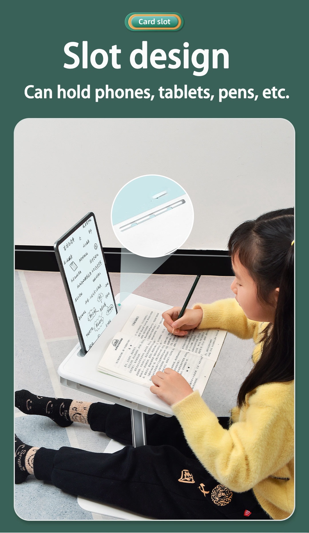 OATSBASF Reading Table With LED Light Kids Lap Desk Laptop Table Laptop ...