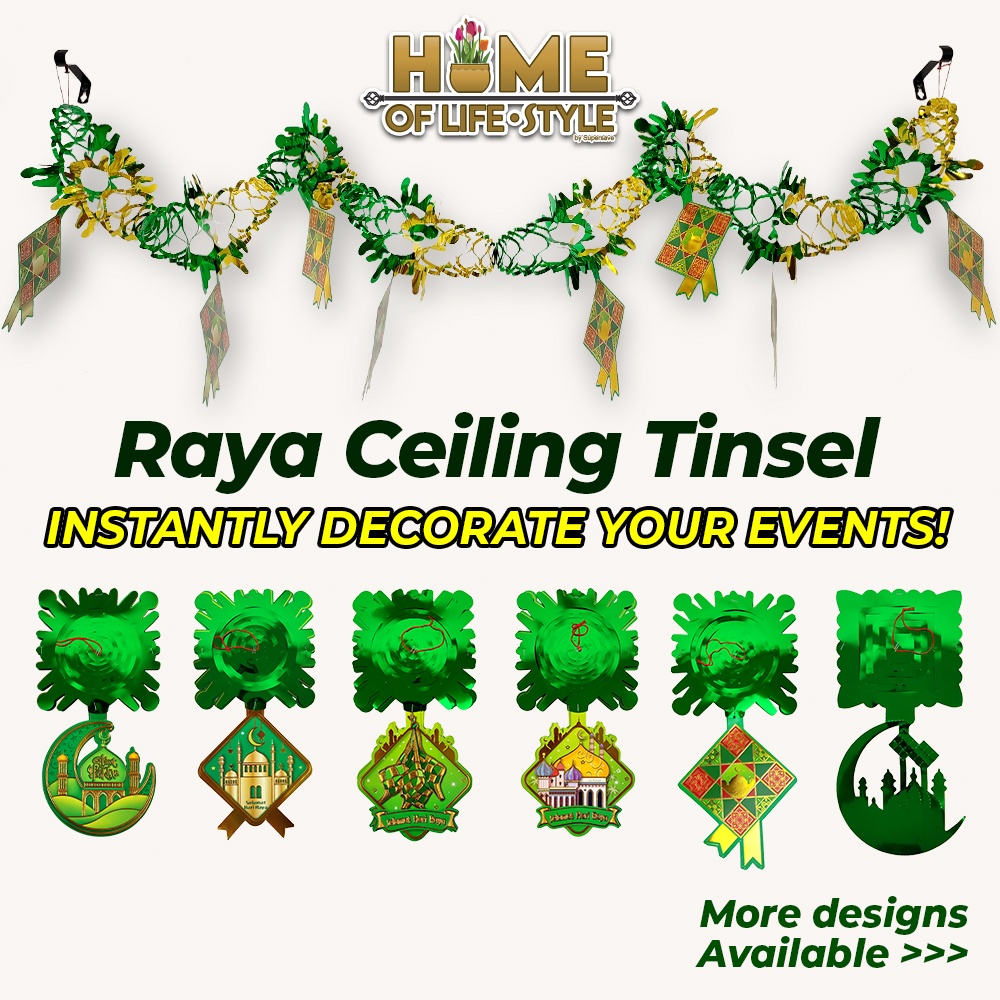 HOLS 2M Raya Tinsel Hanging Ceiling Deco Banner Party Garland Hiasan ...