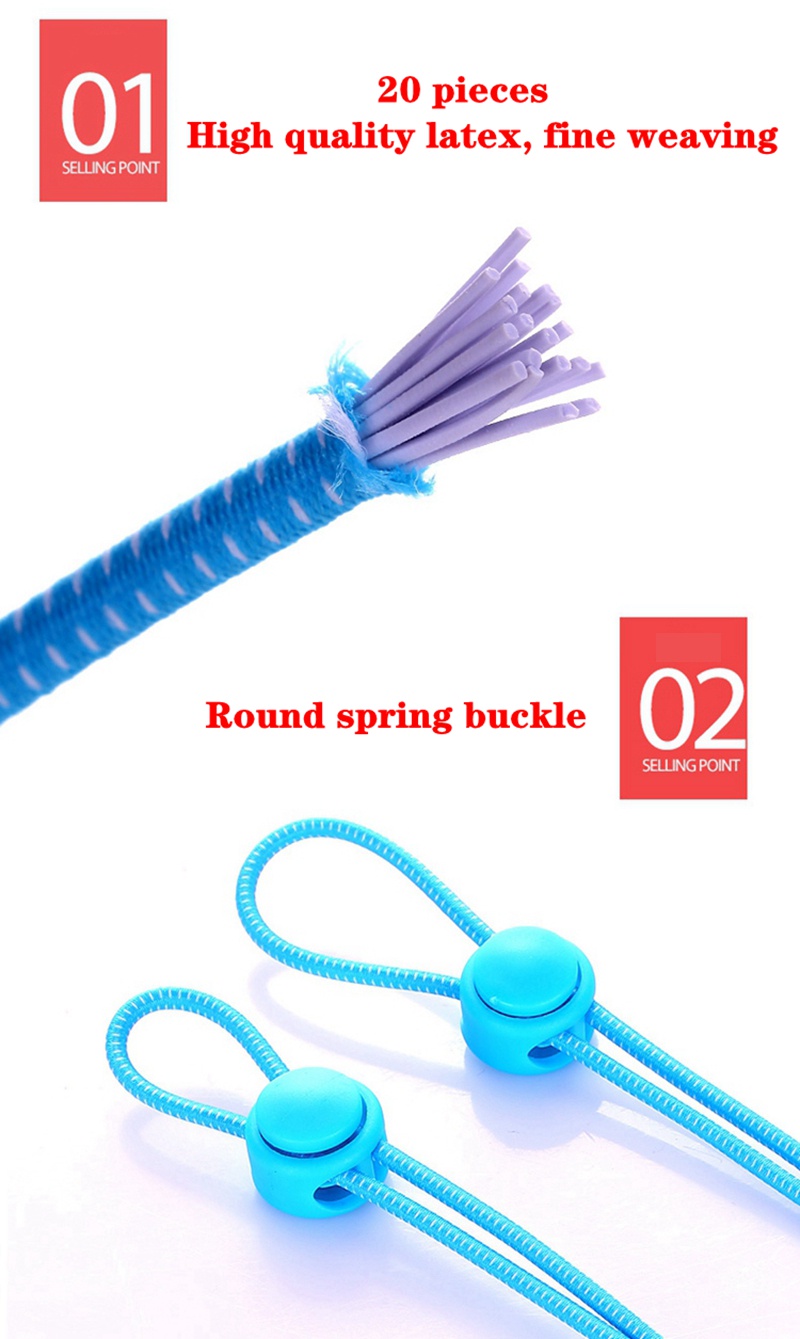 1 Pair 23 Colors Sneaker Shoelaces Elastic No Tie Shoe Laces Stretching ...
