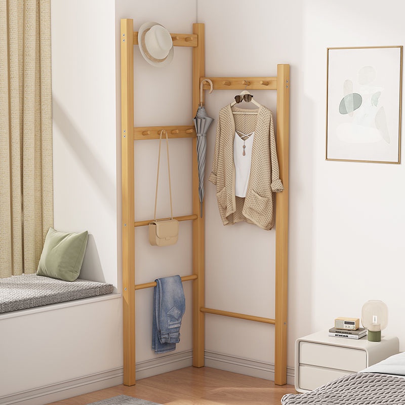 Solid Wood Corner Coat Rack, Easy To Floor, Clothes Hanging Rack In The ...