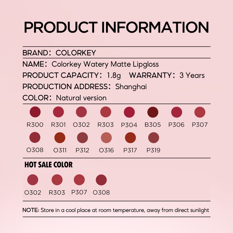 Colorkey Watery Matte Lipgloss Waterproof Non-stick Liquid Lipstick Lip ...