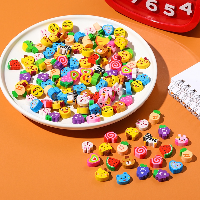 Ramdon Mini Erasers Assortment Animal Fruit Erasers Kids Pencil Erasers ...