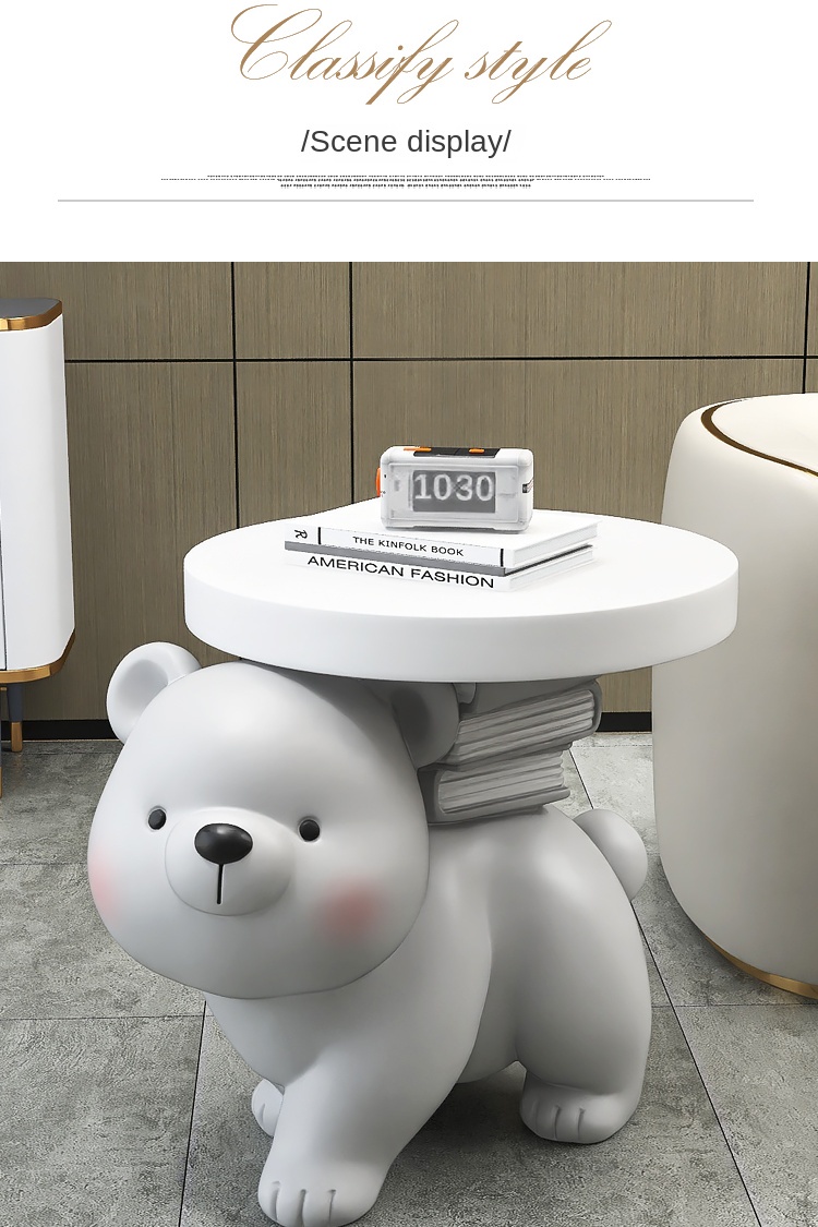 Nordic Side Tables Home Decor Bear Statue Coffee Table Large Floor ...
