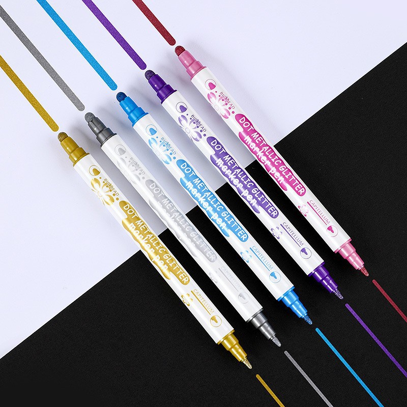 5pcs/set Double-headed Metallic Fluorescent Pen Dot Painting Doodle ...