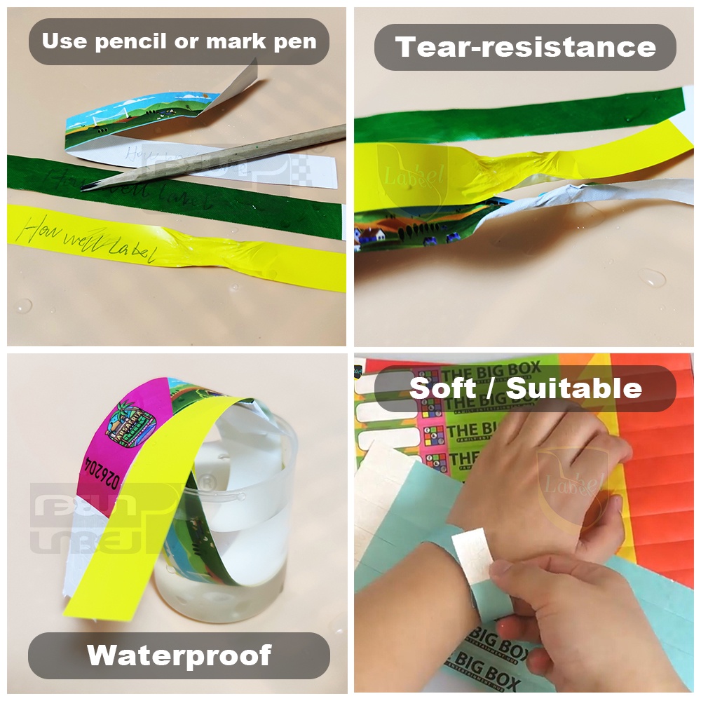 100pcs disposabel wristband paper events wrist hand sticker swimming ...