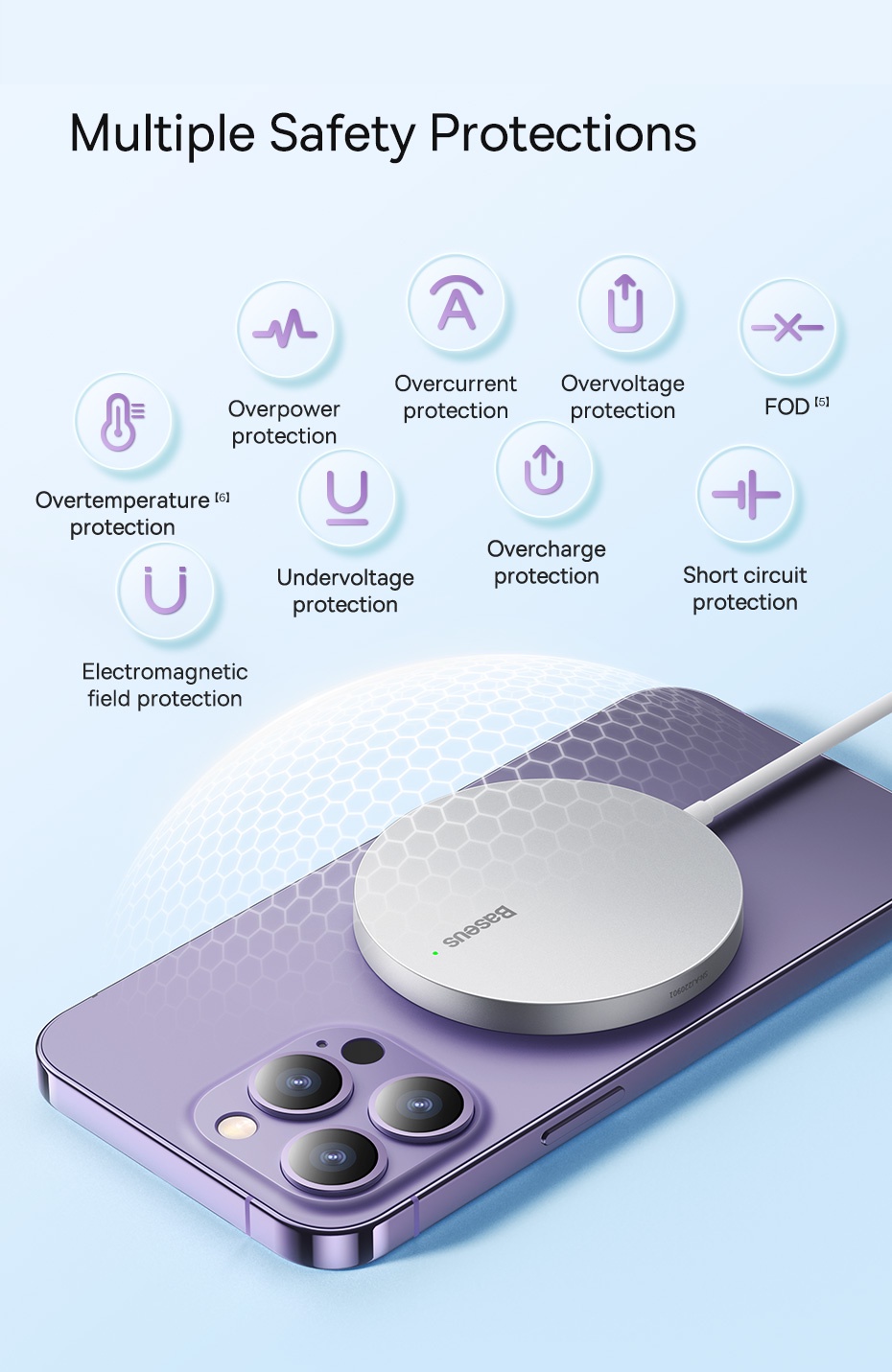 Baseus 15/7.5W Magnetic Wireless Charger for iPhone 14 13 12 Samsung ...