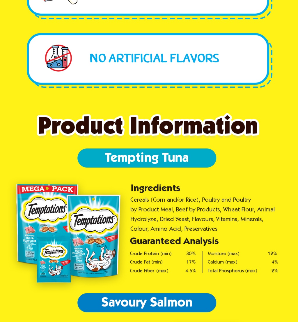 [Select Flavour] TEMPTATIONS Cat Treat Pocket Snack 160g (Bundle of 5 ...